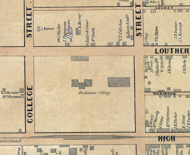 Dickinson College 1850 Map Detail House Divided