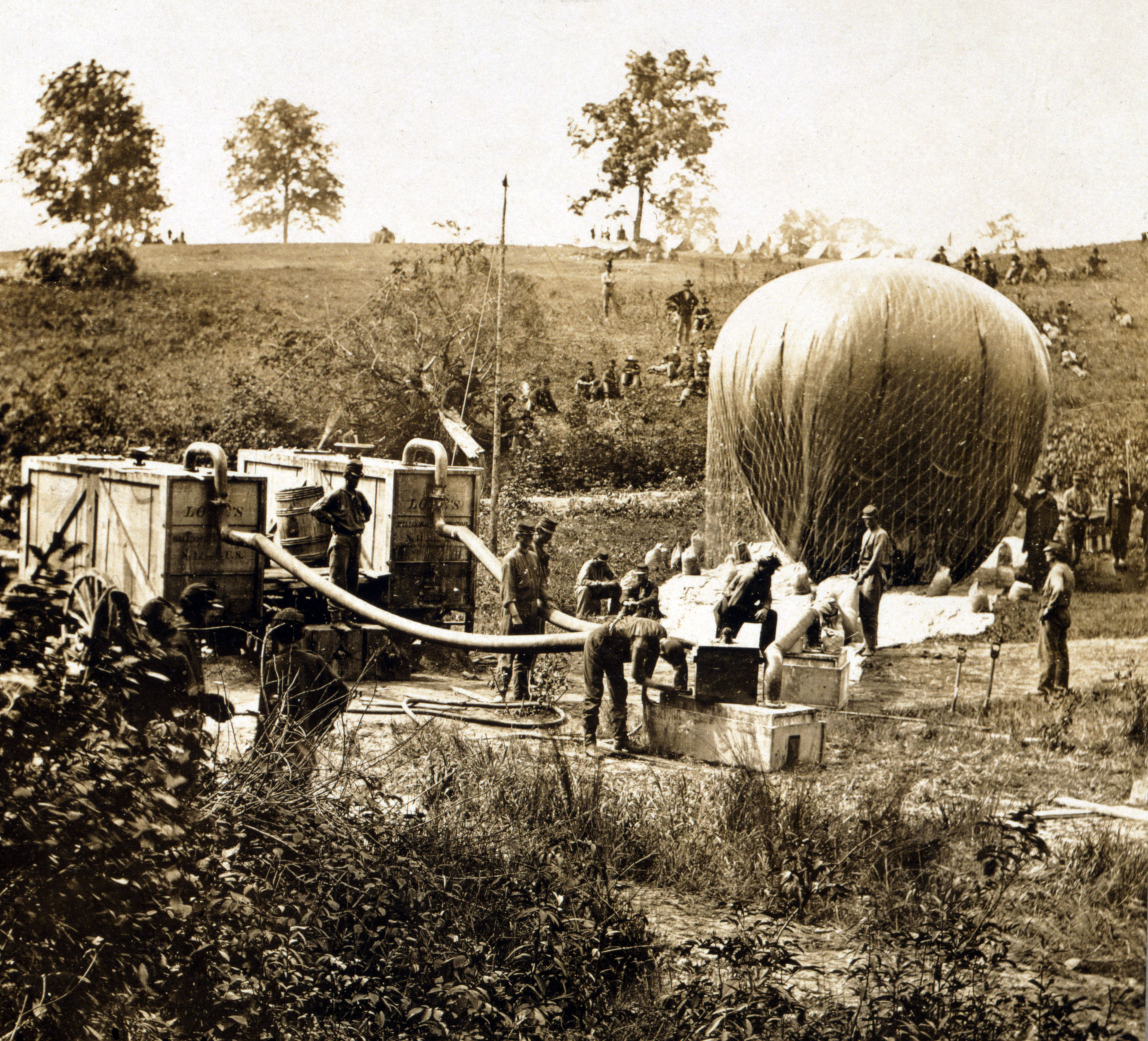 Thaddeus Lowe's Balloon Observation Unit, Gaines Mill, Virginia, circa ...