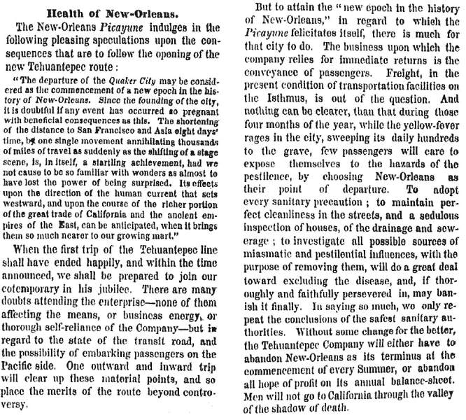 “health Of New Orleans ” New York Times November 2 1858 House Divided